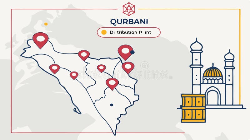 Qurbani Locations Map, Eid Al,Adha Distribution Guide Vector Design ...