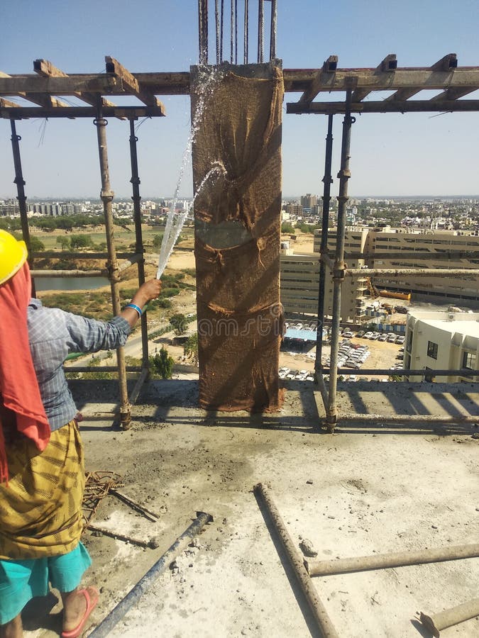 Quring Work in Highrise Building Editorial Stock Photo - Image of rain ...