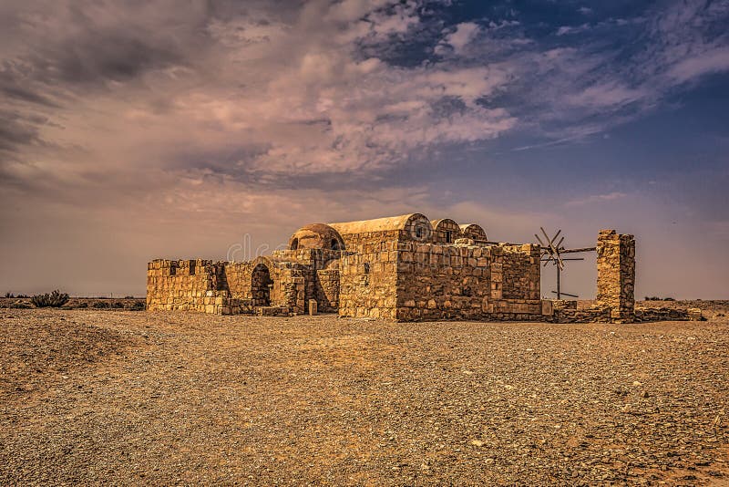 Quseir Amra desert castle stock image. Image of reritage - 13286215