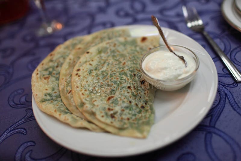 Qutab with Greens and Cheese,space for Text Stock Photo - Image of ...