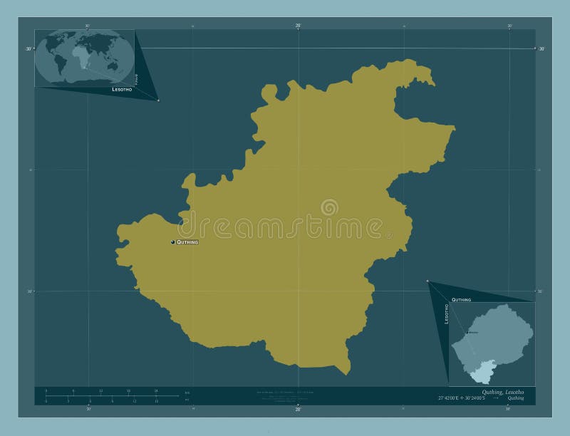 Quthing, Lesotho. Solid. Labelled Points of Cities Stock Illustration ...