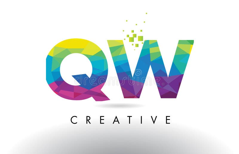 QW Q W Colorful Letter Origami Triangles Design Vector. Stock Vector ...