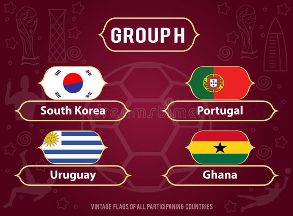 Vintage Flags of All Participants of Group H , World Cup Stock Vector ...