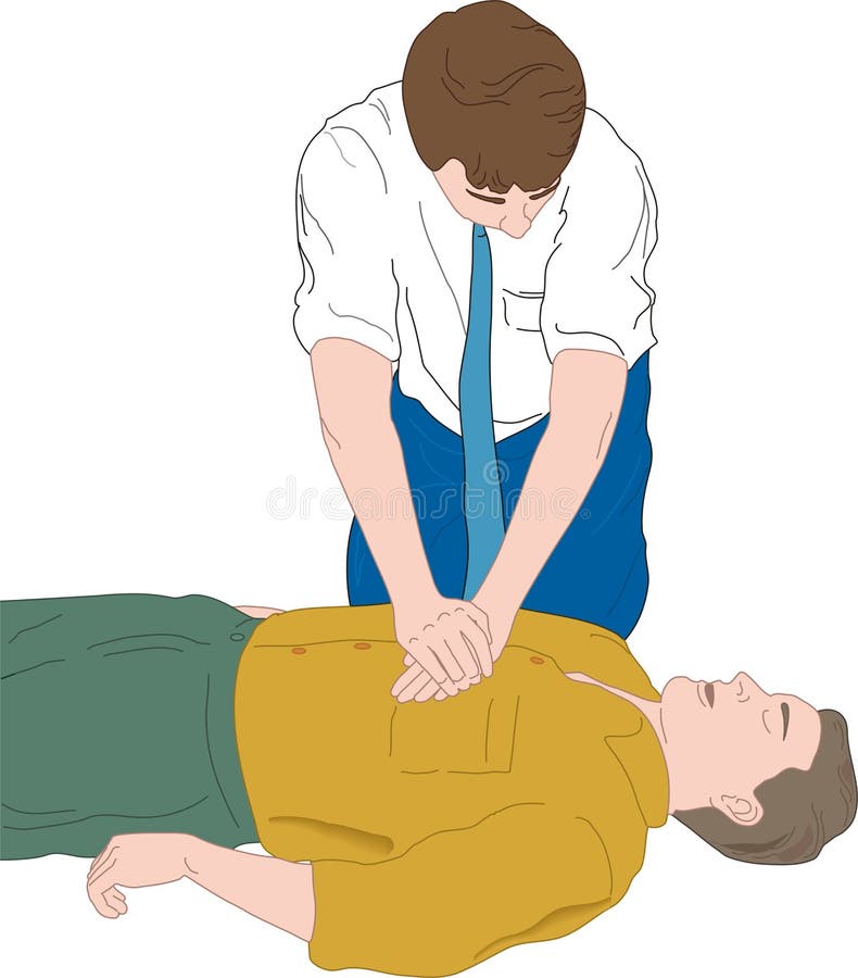 Homme Faisant Du RCR Femme Inconsciente Allongée Sur Le Sol ...