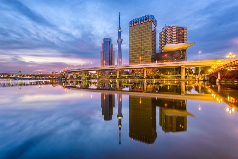 Árbol Del Cielo De Tokio Y Río De Sumida, Tokio, Japón En La Salida Del ...