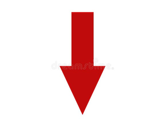 Röd pil som ner pekar stock illustrationer. Illustration av falla ...