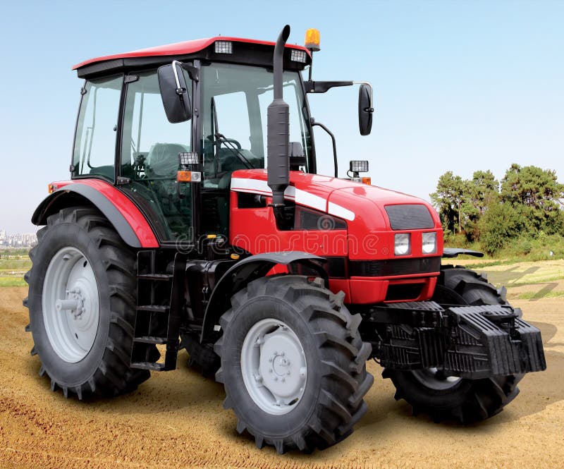 Röd traktor arkivfoto. Bild av damm, stryka, ockupation - 40161234