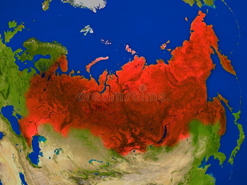 Rússia Do Espaço No Vermelho Ilustração Stock - Ilustração de destacado ...