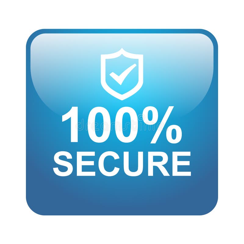 100 secure button stock vector. Illustration of glossy - 156035523