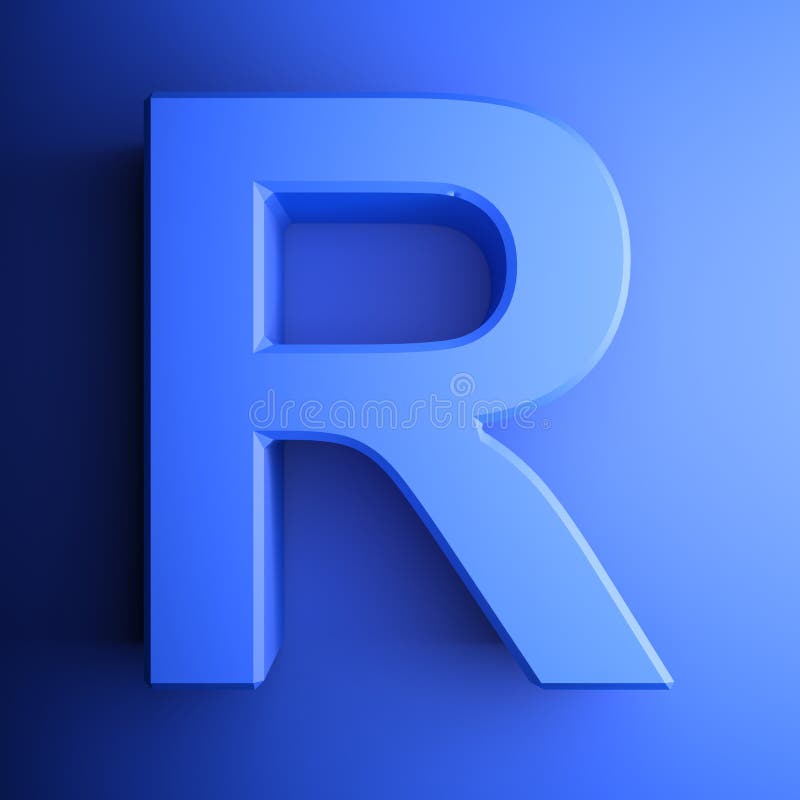 R Alphabetic Letter Blue, Isolated on Blue Background - 3D Rendering ...