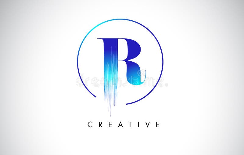R Brush Stroke Letter Logo Design. Blue Paint Logo Leters Icon Stock ...