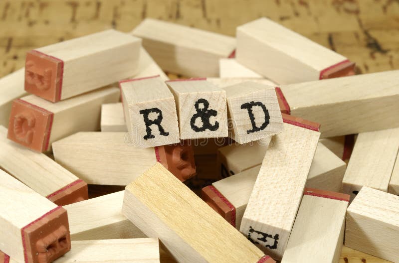 R&d or Research and Development Text on Black Block Stock Image - Image ...