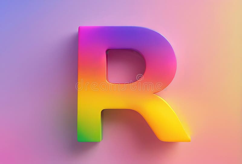 R 3d Letter in Rainbow Colors Stock Photo - Image of color, background ...