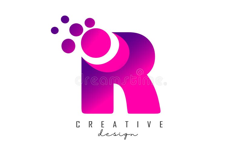 R Dots Letter Logo with Purple Pink Bubbles Vector Illustration Stock ...