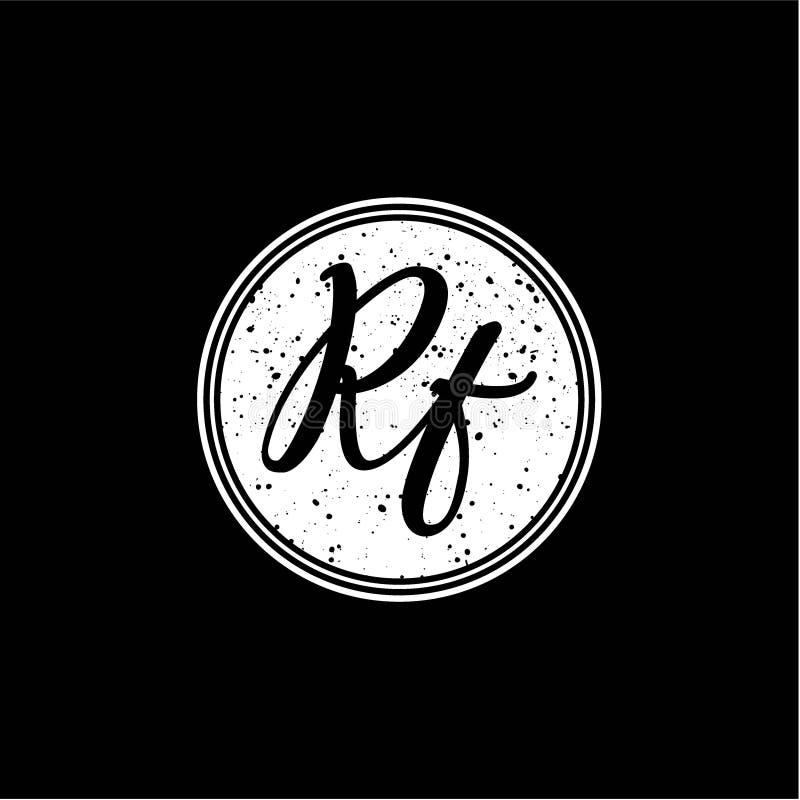 R F Initial Handwriting in Black and White Circle Frame Design Stock ...