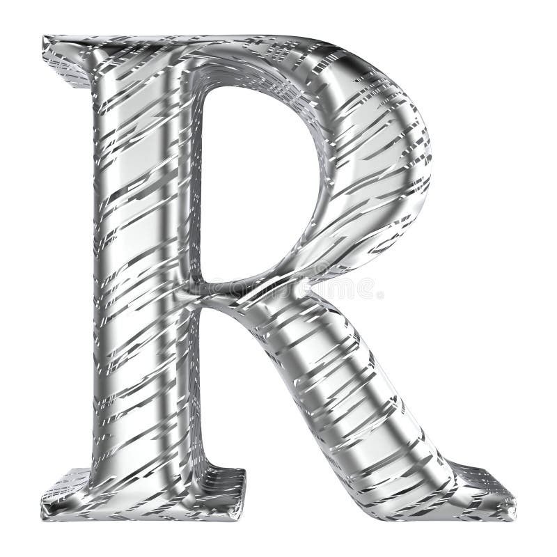R Font Silver 3D with White Background Design Stock Illustration ...