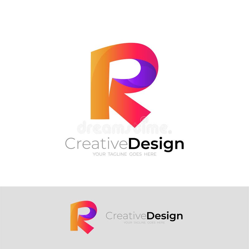 Letter R Logo Design Template, Red Color, Simple Logos Stock Vector ...