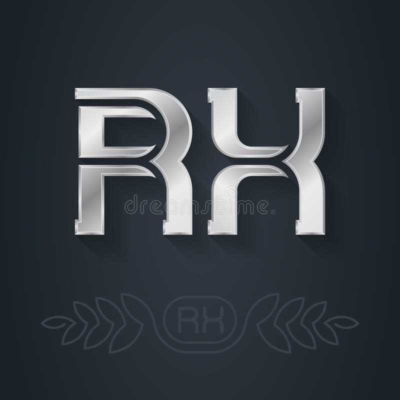 R And X - Initials Or Silver Logo. RX - Metallic 3d Icon Or Logotype ...