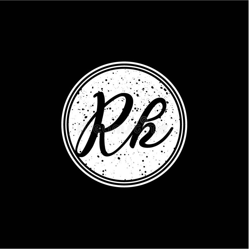R K Initial Handwriting in Black and White Circle Frame Design Stock ...