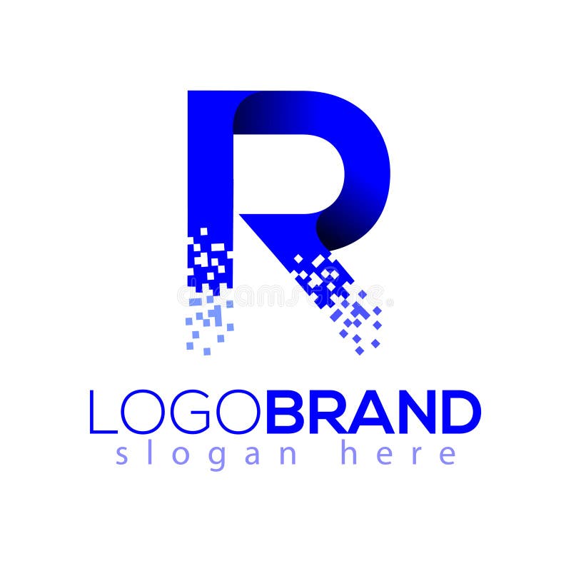 R Letter Data Tech Logo Concept. Letter with Data Vector Template Stock ...