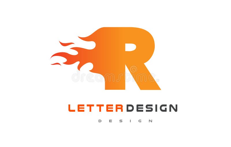 R Letter Flame Logo Design. Fire Logo Lettering Concept. Stock Vector ...