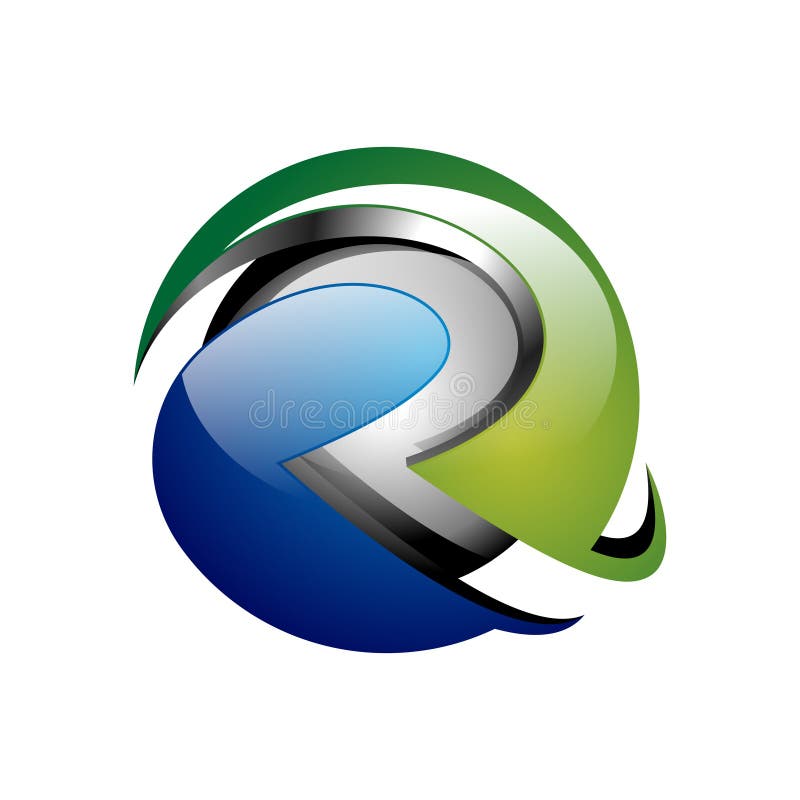 R Letter Initial 3D Shiny Ball Technology Internet Logo Stock Vector ...