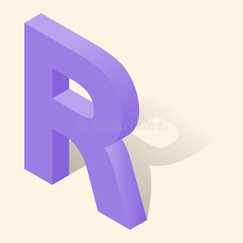 R Letter in Isometric 3d Style with Shadow Stock Vector - Illustration ...