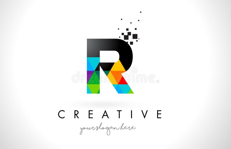 R Letter Logo with Colorful Triangles Texture Design Vector. Stock ...