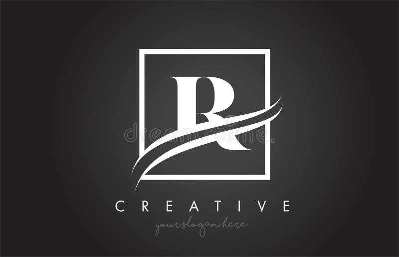R Letter Logo Design with Square Swoosh Border and Creative Icon Design ...