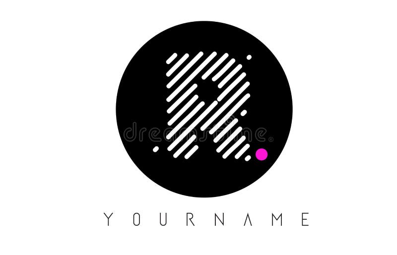 R Letter Logo Design with White Lines and Black Circle Stock Vector ...