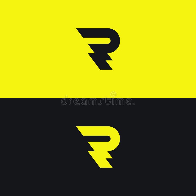 R Letter Logo. Flat Vector Template of Stylish Lightning Stock Vector ...