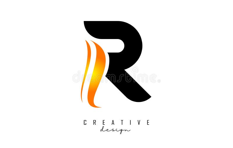 R Letter Logo with Gradient Orange Swoosh. Letter R with Abstrat ...