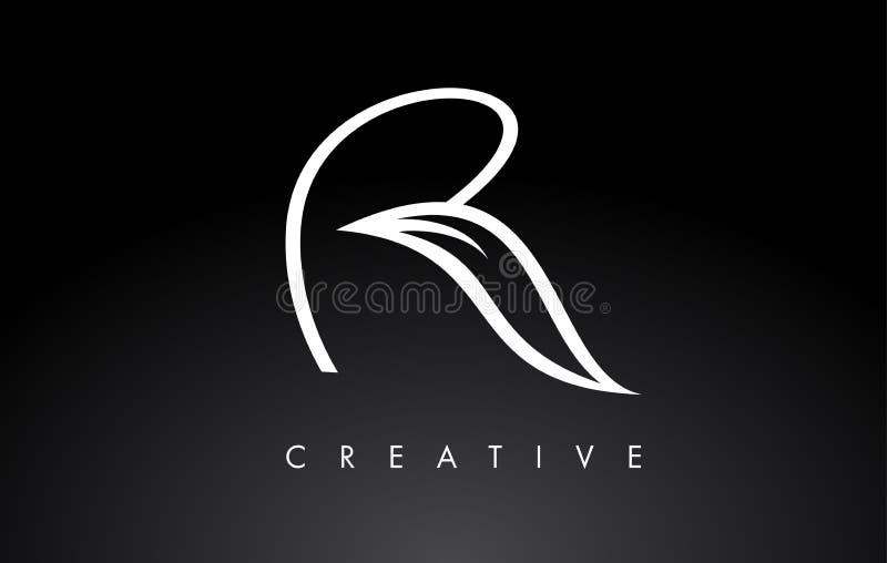 R Letter Logo with Monogram Leaf Concept in Black and White Colors ...