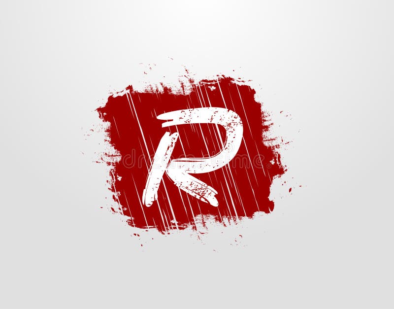 R Letter Logo in Red Square Grunge Element. Retro Rusty Square Logo ...