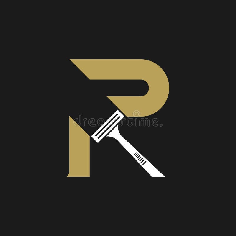 R Letter Razor Company Sharp Blade Barber Shop Logo Stock Vector ...