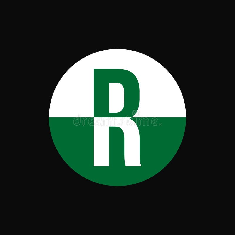 R Lettermark Vector Logo Illustration. Green and White Conceptual ...