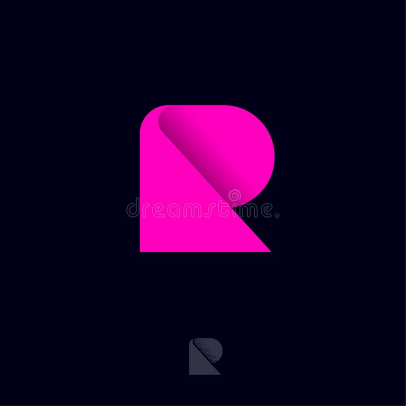 R Logo. R Abstract Monogram. Pink Geometric Elements Building or ...