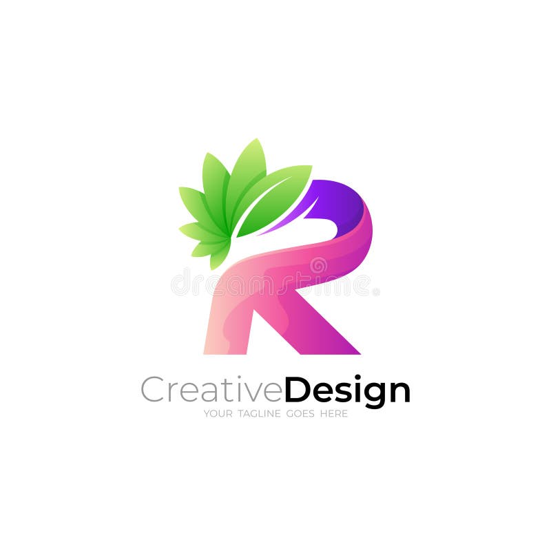 R Logo and Leaf Design Combination, Nature Design Stock Vector ...