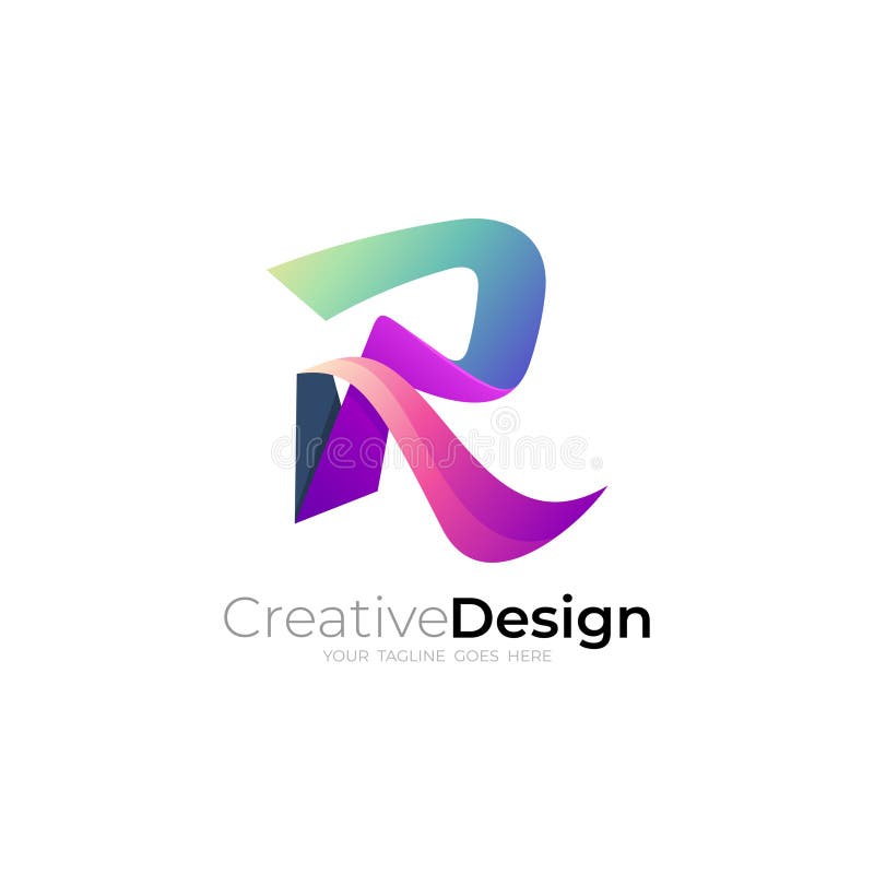 R Logo, Letter R Logo with Colorful Design Template, 3d Style Stock ...
