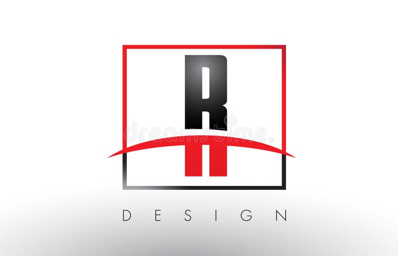 R Logo Letters with Red and Black Colors and Swoosh. Stock Vector ...