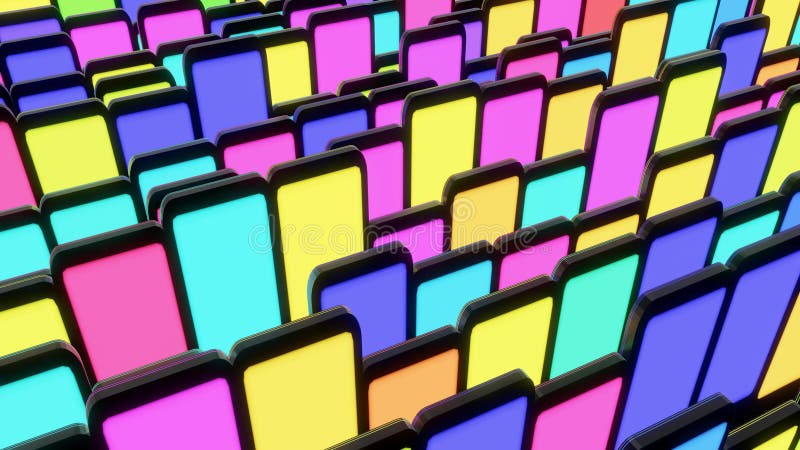 4r Loop Dark Background with Abstract Blocks on Plane Like Devices with ...