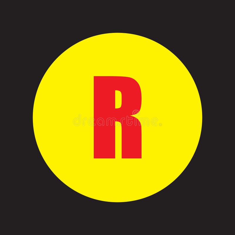 Letter R with Red Impact Font in Yellow Circle Stock Vector ...