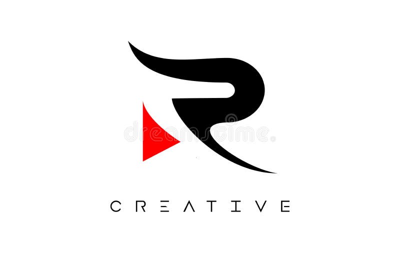R Modern Letter Logo Design with Creative Look in Black and Red Colors ...