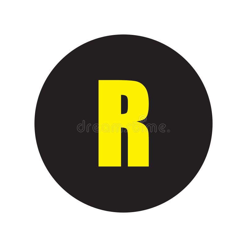 Letter R Logo Symbol with Yellow Impact Font in Black Circle Stock ...