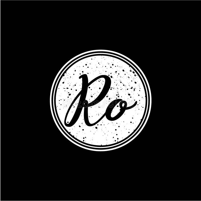 R O Initial Handwriting in Black and White Circle Frame Design Stock ...