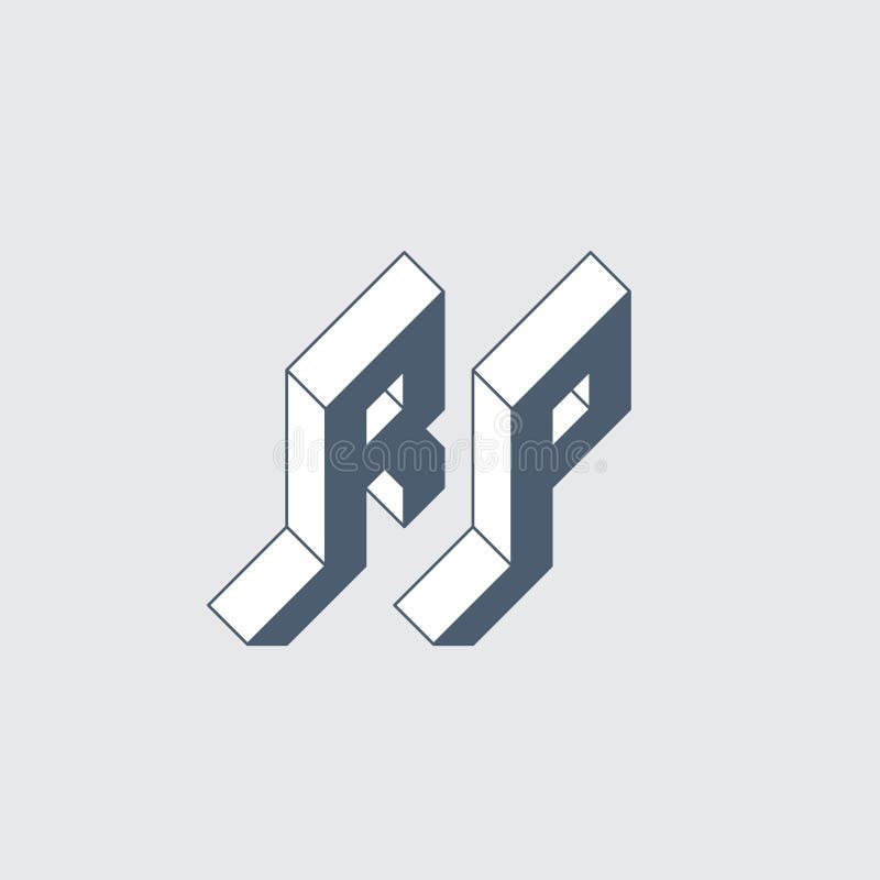 R and P - Monogram or Logotype. Isometric 3d Font for Design. Outline ...