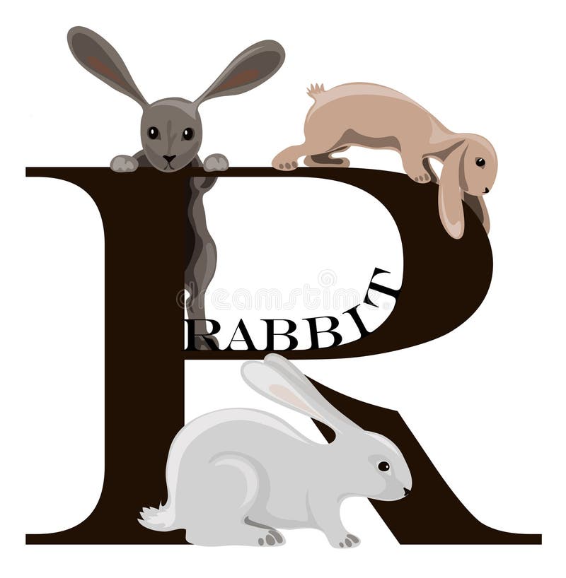 The English Letter R and a Rabbit Stock Vector - Illustration of design ...