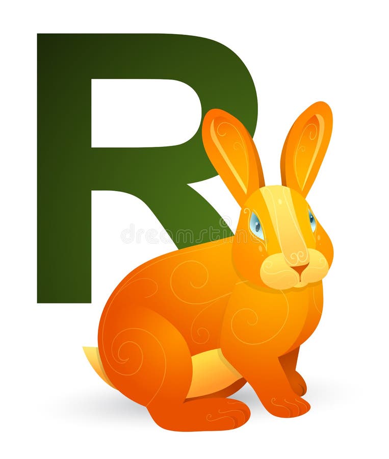 R for Rabbit stock vector. Illustration of preschool - 76177806