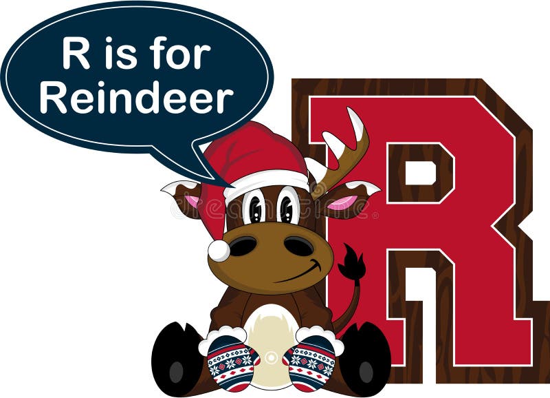 R is for Reindeer stock vector. Illustration of english - 94567505