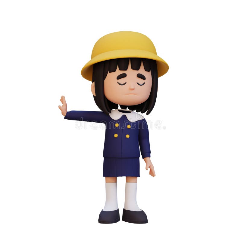 3D Cute Girl Character Rejection Pose Stock Photo - Illustration of ...